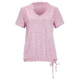 T-Shirt Killtec "WMN TSHRT F", Damen, Gr. 54, pink (himbeere), Obermaterial: 94% Polyester, 6% Elasthan, Rundhals, Shirts T-Shirt, Gestreiftes, schnelltrocknendes Funktionsshirt mit verstellbarem Saum