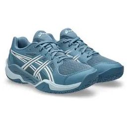 Hallenschuh asics "GEL-POWERBREAK GS", M&auml;dchen, Gr. 36, saba blau, wei&szlig;, Textil, Schuhe Hallenschuh, f&uuml;r Hallensport, Indoor Sportschuhe, nicht abf&auml;rbende Sohle
