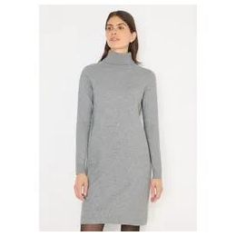 Strickkleid Cecil, Damen, Gr. L (42), US-Gr&ouml;&szlig;en, sporty grau melange, Web, 33% Polyester, 31% Polyacryl, 24% Baumwolle, 12% Nylon, meliert, comfort fit knieumspielend, hoch geschlossener Ausschnitt, B&uuml;ndchen, Kleider Strickkleid, knielang