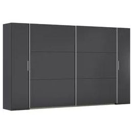 Schwebet&uuml;renschrank Rauch "Kleiderschrank Dreht&uuml;renschrank Schrank Garderobe KRONACH TOPSELLER", grau (graumetallic, griffleisten alu), B:354cm H:210cm T:59cm, Holzwerkstoff, Schr&auml;nke, Schwebet&uuml;renschrank, mit Dreh- und Schwebet&uuml;ren und vielen Einlegeb&ouml;den MADE IN GERMANY