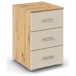 Nachtkommode Rauch "Gamma", eiche artisan, beige (champagner), B:40cm H:61cm T:42cm, Holzwerkstoff, Sideboards, mit 3 ger&auml;umigen Schubladen MADE IN GERMANY