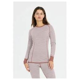 Funktionsshirt WHISTLER "BRANDI", Damen, Gr. 36, braun, 45% Wolle, 45% Polyester, 10% Elasthan, meliert, lang, Rundhals, Shirts Funktionsshirt, mit hohem Merinowolle-Anteil