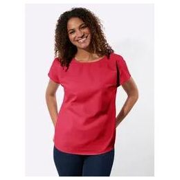 Schlupfbluse Casual Looks, Damen, Gr. 52, rot, 50% Baumwolle, 50% Polyester, unifarben, Rundhals, Blusen Schlupfbluse