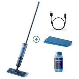 Philips Akku-Wischmopp "OneUp elektrischer Wischer 3000 Series XV3101/11", blau, B:35cm H:138,3cm T:12cm, Akkusauger, 50 min Akku-Laufzeit, inkl. 2 Pads und 40 ml Reiniger
