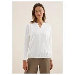 Langarmshirt Cecil, Damen, Gr. XXL (46), vanillewei&szlig;, Web, 100% Baumwolle, unifarben, normal normal, Rundhals, abgesteppt, Shirts Langarmshirt, aus reiner Baumwolle