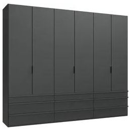 Faltt&uuml;renschrank wimex "Oxford by fresh to go, in der Breite 300cm, in 2 H&ouml;hen erh&auml;ltlich", grau (grafit), Schr&auml;nke, Grafit, B/H/T: 300cm x 236cm x 58cm, Schubladen: 9 Stk. T&uuml;ren: 6 Stk. ohne Spiegel, Holzwerkstoff, mit hochwertigen Faltt&uuml;ren f&uuml;r den perfekten &Uuml;berblick, B:300cm H:236cm T:58cm