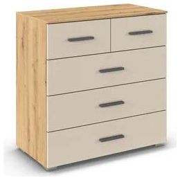 Kommode Rauch "Gamma", eiche artisan, beige (champagner), B:80cm H:81cm T:42cm, Holzwerkstoff, Sideboards, Kommode, mit f&uuml;nf ger&auml;umigen Schubladen in verschiedenen Gr&ouml;&szlig;en MADE IN GERMANY