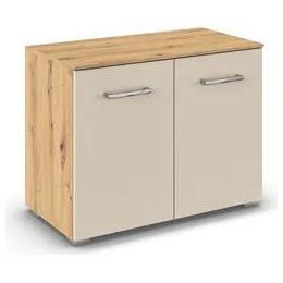 Kommode Rauch "Gamma", eiche artisan, beige (champagner), B:80cm H:61cm T:42cm, Holzwerkstoff, Sideboards, Kommode, mit 2 T&uuml;ren, verstellbaren B&ouml;den und viel Stauraum MADE IN GERMANY