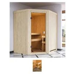 Sauna Karibu "Faurin", beige (natur), ohne Ofen, ohne Steuerung, (ohne Ofen), Saunen