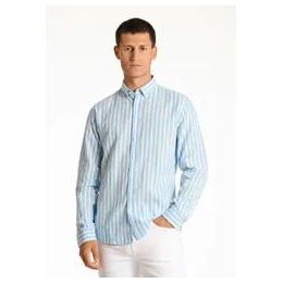 Leinenhemd LINDBERGH "Leinenhemd Relaxed Fit", Herren, Gr. XL, Normalgr&ouml;&szlig;en, blau, Obermaterial: 55% Leinen, 45% Baumwolle, Hemden