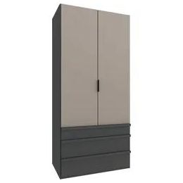 Faltt&uuml;renschrank wimex "Oxford by fresh to go, in der Breite 100cm, in 2 H&ouml;hen erh&auml;ltlich", grau (grafit, saharagrau), Schr&auml;nke, Kinder, Grafit, B/H/T: 100cm x 216cm x 58cm, Schubladen: 3 Stk. T&uuml;ren: 2 Stk. ohne Spiegel, mit hochwertigen Faltt&uuml;ren f&uuml;r den perfekten &Uuml;berblick, B:100cm H:216cm T:58cm