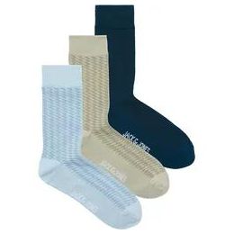 Jack & Jones Freizeitsocken JACK & JONES "JACDIAMOND STRUCTURE SOCKS 3 PACK SN", Damen, chambray blau pack:pageant blau, moonstruck, Baumwollmischung, gemustert, Socken
