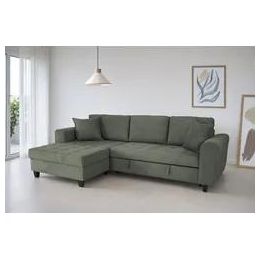 Ecksofa TRENDS BY HG "Moritz, L-Form", d508 enjoy new 47 wintermoss,, B:265cm H:86cm T:150cm, 92% Polyester;8% Nylon, Sofas, Ecksofa, inkl. Bettfunktion und Bettkasten, inkl. 2 Zierkissen