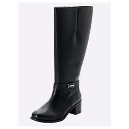Weitschaftstiefel sheego, Damen, Gr. 37, XXL-Schaft, schwarz, Leder, Schuhe Weitschaftstiefel