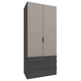 Faltt&uuml;renschrank wimex "Oxford by fresh to go, in der Breite 100cm, in 2 H&ouml;hen erh&auml;ltlich", grau (grafit, saharagrau), Schr&auml;nke, Grafit, B/H/T: 100cm x 236cm x 58cm, Schubladen: 3 Stk. T&uuml;ren: 2 Stk. ohne Spiegel, Holzwerkstoff, mit hochwertigen Faltt&uuml;ren f&uuml;r den perfekten &Uuml;berblick, B:100cm H:236cm T:58cm