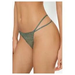 String LSCN BY LASCANA, Damen, Gr. 48/50, 1 Stk., olive, Spitze, Obermaterial: 87% Nylon, 13% Elasthan, unifarben, figurbetont, Unterhosen String, aus bl&auml;ttriger Spitze