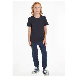 T-Shirt Tommy Hilfiger "BOYS BASIC CN KNIT", Jungen, Gr. 8/128, blau (marine), Obermaterial: 100% Baumwolle, Basic schmal, Rundhals, Shirts T-Shirt