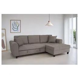 Ecksofa TRENDS BY HG "Moritz, L-Form", d517 enjoy new 46 pewter,, B:265cm H:86cm T:150cm, 92% Polyester;8% Nylon, Sofas, Ecksofa, inkl. Bettfunktion und Bettkasten, inkl. 2 Zierkissen