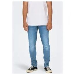 Only & Sons Regular-fit-Jeans ONLY & SONS "ONSWEFT REG 7900 EY BOX JEANS NOOS", Herren, Gr. 32, L&auml;nge 32, light blau denim detail:tinted, Denim/Jeans, Obermaterial: 50% Baumwolle, 30% Polyester, 18% Viskose, 2% Elasthan, Abriebeffekte, regular fit lang, Jeans, Baumwollmischung, regular fit