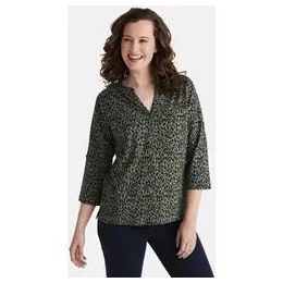 3/4-Arm-Shirt STOOKER WOMEN "MARIE Print Shirt Bluse 3/4-Arm", Damen, Gr. 40/42, gr&uuml;n (gr&uuml;n leo aop), Jersey, 100% Baumwolle, regular fit, V-Ausschnitt, Shirts 3/4-Arm-Shirt, Regular Fit Shirt Bluse Baumwolle Shirt Knopfleiste f&uuml;r Damen