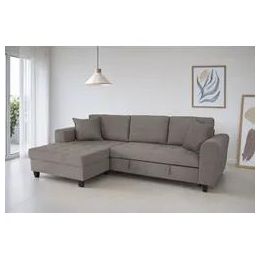 Ecksofa TRENDS BY HG "Moritz, L-Form", d517 enjoy new 46 pewter,, B:265cm H:86cm T:150cm, 92% Polyester;8% Nylon, Sofas, Ecksofa, inkl. Bettfunktion und Bettkasten, inkl. 2 Zierkissen