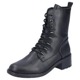 Schn&uuml;rstiefelette Rieker, Damen, Gr. 40, schwarz, Lederimitat, unifarben, Schuhe Schn&uuml;rstiefelette, Schn&uuml;rboots, Blockabsatz, mit Innenrei&szlig;verschluss
