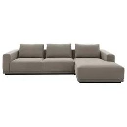 Ecksofa Musterring "JustB PM200, mit Holzrahmen in schwarz", stone, B:316cm H:78cm T:166cm, 94% Polyester, 6% Nylon, Sofas, Ecksofa, Anreihsofa links & Longchair rechts, mit Armlehnen, inkl. R&uuml;ckenkissen