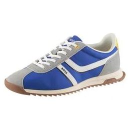 Sneaker BOSS ORANGE "Zayn_Lowp", Herren, Gr. 42, blau, grau, Lederimitat, Textil, kontrastfarbene Details, unifarben mit Farbeins&auml;tzen, Schuhe Sneaker, Freizeitschuh, Halbschuh, Schn&uuml;rschuh im Retro-Look