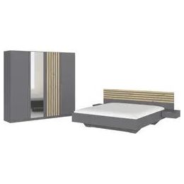 Schlafzimmer-Set Rauch "Komplettzimmer Komplett Set Schrank 226 cm Bett 160/180 cm LAMELLA", grau (graumetallic, eiche artisan), BASIC + ohne Matratze, B/H: 180cm x 200cm, BASIC, Holzwerkstoff, Schlafzimmerm&ouml;bel-Sets
