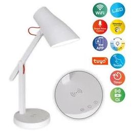 N&auml;ve N&Auml;VE LED Tischleuchte "Clever", wei&szlig;, 1, H: 40cm, 1 Stk., Leuchten, dimmbar, CCT, touch, Timer, Ladestation, App, WiFi, Sprachsteuerung, Schreibtischlampe