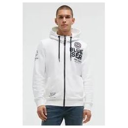 Kapuzensweatjacke CAMP DAVID, Herren, Gr. L, wei&szlig;, Material: 65% Baumwolle, 35% Polyester, bedruckt, bestickt, regular fit normal, hoch geschlossener Ausschnitt, eingesetzt Rippb&uuml;ndchen, Sweatjacken, mit Baumwolle