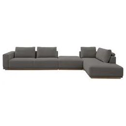 Wohnlandschaft Musterring, anthrazit, B:395cm H:78cm T:202cm, 100% Polyester, Sofas, Wohnlandschaft, Anreihsofa mit Armlehne links, Eckteil rechts mit Kissen & Hocker