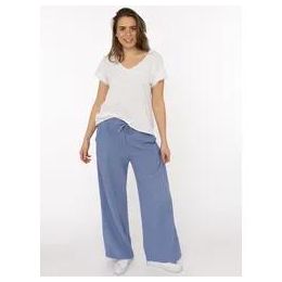 Stoffhose Zwillingsherz "Musselin", Damen, Gr. S/M, N-Gr, jeans, Web, Obermaterial: 100% Baumwolle, unifarben, weit lang, Hosen Stoffhose, mit Zugband, Eingriffstaschen und weitem Bein