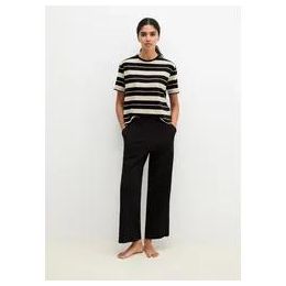 Marc O'Polo Pyjama MARC O'POLO "Mix N Match Cotton", Damen, Gr. XL (46), french oak stripe, schwarz, Single Jersey, Obermaterial: 100% Baumwolle, bequem lang, Rundhals, Homewear-Sets Pyjama, mit kurzem Arm, Hose mit Gummizug, Rundhalsausschnitt