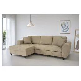 Ecksofa TRENDS BY HG "Moritz, L-Form", d516 enjoy new 36 antelop,, B:265cm H:86cm T:150cm, 92% Polyester;8% Nylon, Sofas, Ecksofa, inkl. Bettfunktion und Bettkasten, inkl. 2 Zierkissen