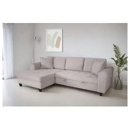 Ecksofa TRENDS BY HG "Moritz L-Form, B: 265 cm", b803 zoom 19 dove, B:265cm H:86cm T:150cm, 92% Polyester;8% Nylon, Sofas, Ecksofa, mit Bettfunktion, Bettkasten & Zierkissen