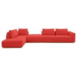 Wohnlandschaft Musterring, aperol, B:395cm H:78cm T:202cm, 100% Polyester, Sofas, Wohnlandschaft, Anreihsofa mit Armlehne rechts, Eckteil links mit Kissen & Hocker