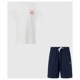 T-Shirt & Shorts Champion "Graphic T-Shirt and Shorts Set", Jungen, Gr. XL (164/170), wht, nava, Obermaterial: 100% Baumwolle, KOB Set-Artikel, f&uuml;r sportliche Aktivit&auml;ten, leichtes Tragegef&uuml;hl