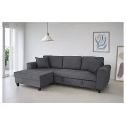 Ecksofa TRENDS BY HG "Moritz, L-Form", d505 enjoy new 24 grafite,, B:265cm H:86cm T:150cm, 92% Polyester;8% Nylon, Sofas, Ecksofa, inkl. Bettfunktion und Bettkasten, inkl. 2 Zierkissen