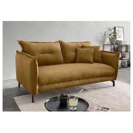 3-Sitzer Home Affaire "LAVA Breite 198 cm, modern und elegant, aktuelle Kissenoptik, bequem", gold, B:198cm H:94cm T:110cm, Sofas, Armlehnen verstellbar
