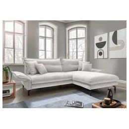 Ecksofa Home Affaire "LAVA Breite 255 cm, modern und elegant, aktuelle Kissenoptik, L-Form", wei&szlig;, B:255cm H:94cm T:180cm, Sofas, Ecksofa, Armlehnen verstellbar
