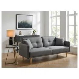 Schlafsofa Home Affaire "SORENITY, 196 cm, 3-Sitzer, verstellbare R&uuml;ckenlehne", grau, B:196,5cm H:86cm T:85,5cm, Holzgestell, Schaum-Polsterung, Holzbeine und pflegeleichter Bezug, Sofas, Schlafsofa, Klappmechanismus, feiner Webstoff, nat&uuml;rliche Farben