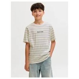 Jack & Jones T-Shirt JACK & JONES JUNIOR "JORNORREBRO STRIPE TEE SS CN JNR", Jungen, Gr. 152, seagrass, Single Jersey, Obermaterial: 100% Baumwolle, gestreift, relaxed fit normal, Rundhals, Shirts T-Shirt