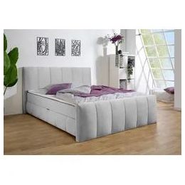 Boxbett Home Affaire "Hanelore inkl. Bettkasten und Topper", grau, B:192cm L:220cm, Komplettbetten, Boxbett mit Bettkasten und Fu&szlig;teil, inkl. Topper