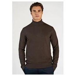 Rollkragenpullover LINDBERGH "Rollkragenpull Slim Fit", Herren, Gr. S, braun (dk braun mel), Obermaterial: 80% Viskose, 20% Nylon, hoch geschlossener Ausschnitt, Pullover Rollkragenpullover