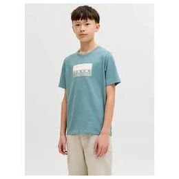 Jack & Jones T-Shirt JACK & JONES JUNIOR "JCOFUSION DOTS PRINT TEE SS CN JNR", Jungen, Gr. 152, north atlant, Single Jersey, Obermaterial: 100% Baumwolle, bedruckt, regular fit normal, Rundhals, Shirts T-Shirt