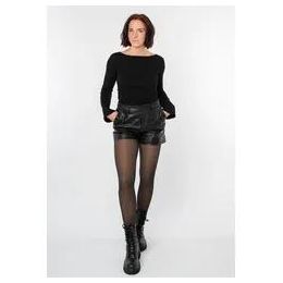 Shorts Mauritius "MWMaluna", Damen, Gr. S (36), N-Gr, schwarz, Obermaterial: 100% Schafsleder. Futter: 100% Polyester, unifarben, kurz, Hosen Shorts, aus Leder gefertigt
