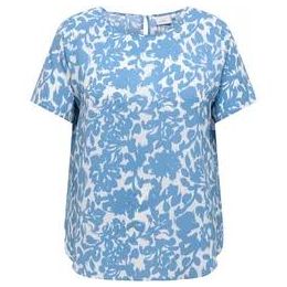 Shirtbluse Only CARMAKOMA "CARVICA SS TOP WVN NOOS", Damen, Gr. 44, riviera aop:forest flower, Web, Obermaterial: 97% Polyester, 3% Elasthan, bedruckt, regular fit normal, Rundhals, Blusen, Materialmix, regular fit
