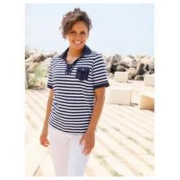 Poloshirt Casual Looks "Poloshirt", Damen, Gr. 54, marine, wei&szlig;, geringelt, 100% Baumwolle, gemustert, gestreift, Shirts