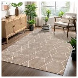 Teppich Sanat "Trellis", beige, B:60cm H:10mm L:110cm, Kunstfaser, Teppiche, Teppich, Kurzflor, skandi, boho, auch als L&auml;ufer und in rund